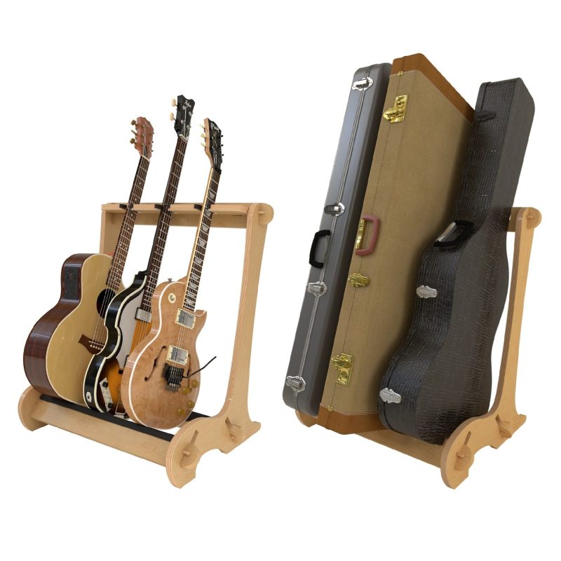 Wooden 3 Guitar Stand with Case-Only Option | U.S.A. Made
